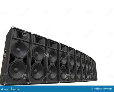 Big Concert Horn Loudspeakers In A Semi Circle Row Stock Illustration
