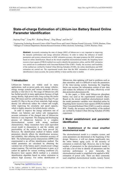 Pdf State Of Charge Estimation Of Lithium Ion Battery Based Online