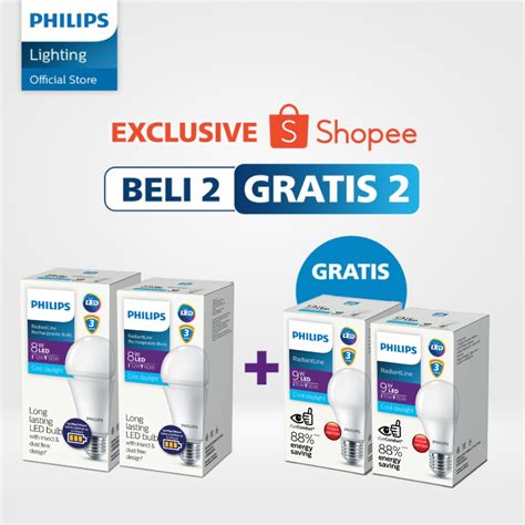 Jual Philips Paket Beli Lampu Radiantline Emergency W K Putih Gratis Lampu Led Bulb W