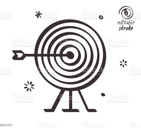 완벽한 타겟팅을 위한 장난기 넘치는 라인 일러스트레이션 드로잉에 대한 스톡 벡터 아트 및 기타 이미지 드로잉 아이콘 포부 Istock