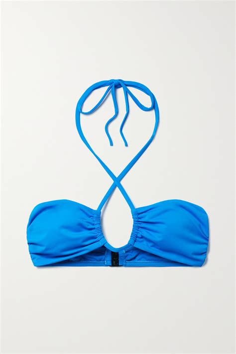 Bondi Born Net Sustain Anna Halterneck Bikini Top Blue Editorialist