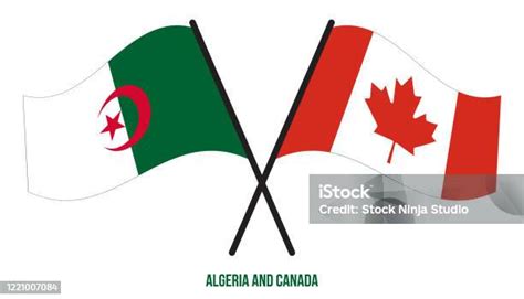 알제리와 캐나다 국기교차 와 플랫 스타일을 흔들어 공식 비율 올바른 색상 0명에 대한 스톡 벡터 아트 및 기타 이미지 0명 경제 국가 지리적 지역 Istock