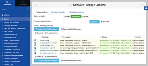 Software Package Updates Webmin