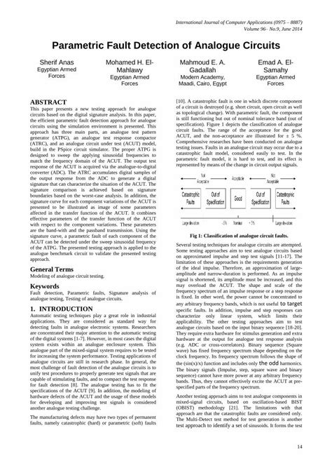 Pdf Parametric Fault Detection Of Analogue Circuits Volume96