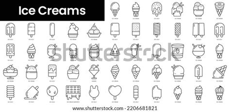 Set Outline Ice Creams Icons Minimalist Stock Vector Royalty Free 2206681821 Shutterstock