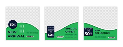 편집 가능한 최소 사각형 배너 템플릿 집합입니다 검은색과 녹색 배경 소셜 미디어 게시물 및 웹에 적합합니다 사진 대학과 벡터 일러스트레이션 벡터 플랫 일러스트 개념 0명에