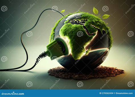 Abstract Green Earth Energy Concept Electric Charged Stock