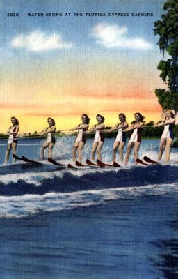 Water Skiing At The Florida Cypress Gardens By Hampton Dunn