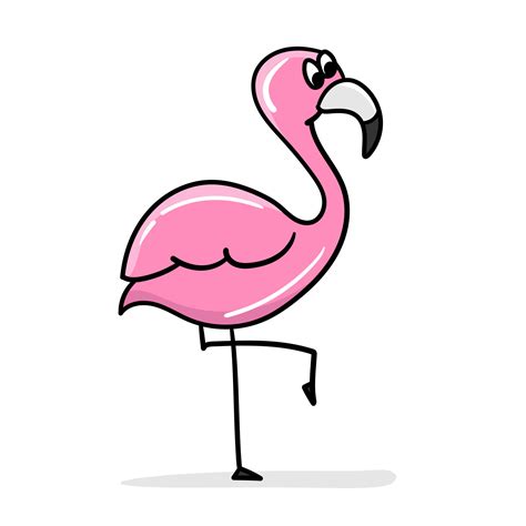 Cartoon Flamingo Cute Pink Flamingo Cartoon Sticker Thick Outline Icon For Design 13789377