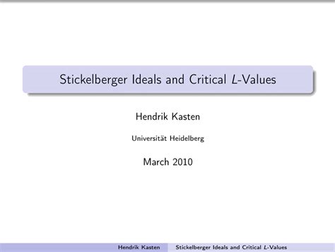 Pdf Stickelberger Ideals And Critical L Values