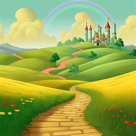 Premium Photo Vector Landscape Background Green Filds