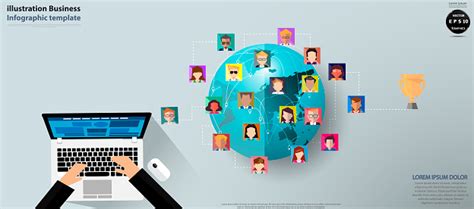 소셜 네트워크 기술 연락처 통신 아이디어 개념 벡터 일러스트 인포 그래픽 템플릿 Brand Name Online Messaging Platform에 대한 스톡 벡터 아트 및