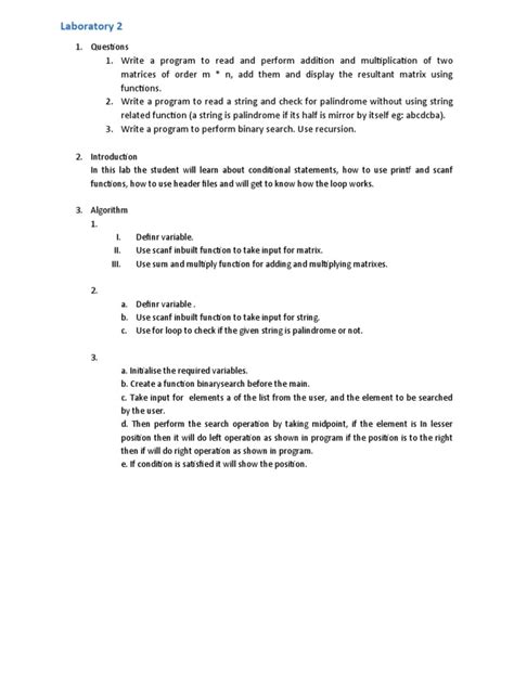 Cs Lab 2 Pdf Matrix Mathematics String Computer Science