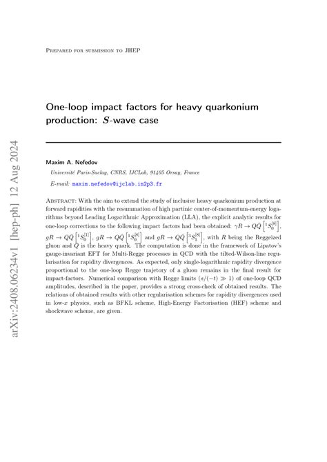 Pdf One Loop Impact Factors For Heavy Quarkonium Production S Wave