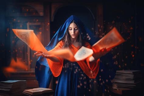 Premium Ai Image A Woman In A Blue Dress Is Reading A Book