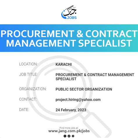 Procurement And Contract Management Specialist Job Public Sector