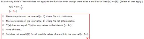 Solved Explain Why Rolles Theorem Does Not Apply To The