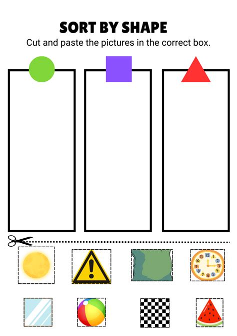 Sorting Shape Color Size Worksheets Firstworksheets