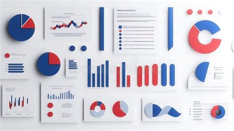 Red And Blue Data Charts And Graphs On White Background Ai Generated