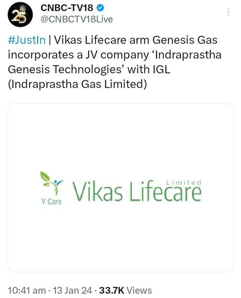 Vikas Lifecare Incorporates A Jv With Igl Rinvestmentstrading