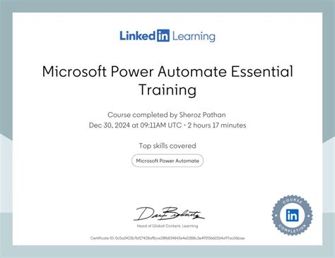 Just Finished The Course Microsoft Power Automate Essential Training