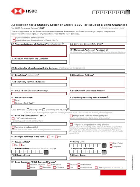 Application For Bank Guarantee And Sblc Pdf Letter Of Credit Business