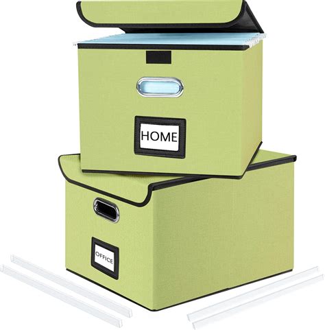 Upgrade File Organizer Boxes With Lids Linen Hanging Filing And Storage Box With Plastic Slide