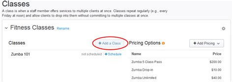 Classes Setup Scheduling And Pricing
