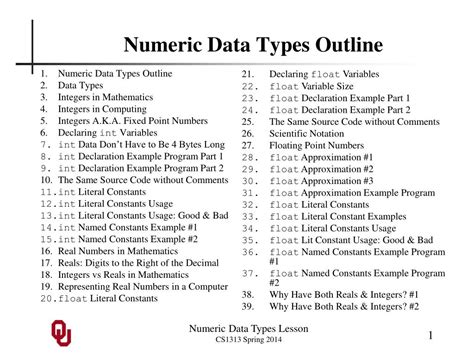 Ppt Numeric Data Types Outline Powerpoint Presentation Free Download Id2567384