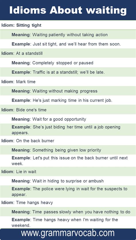 30 Idioms About Waiting With Meaning And Examples Grammarvocab