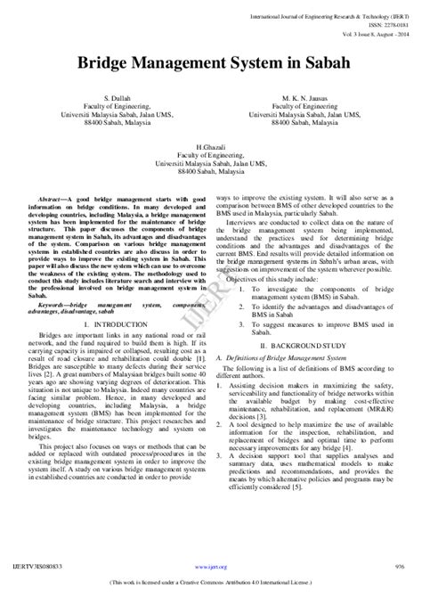 pdf ijert bridge management system in sabah ijert journal