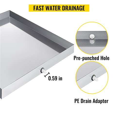 Vevor 27 X 25 X 2 5 Inch Washing Machine Pan 304 Stainless Steel