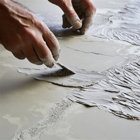 A Detailed Shot Of A Professional Worker Applying Plaster With A Putty