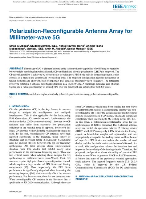 Pdf Polarization Reconfigurable Antenna Array For Millimeter Wave 5g