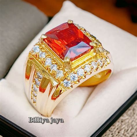 Jual Cincin Batu Permata Paparaca Kotak Asli Berkilau Shopee Indonesia