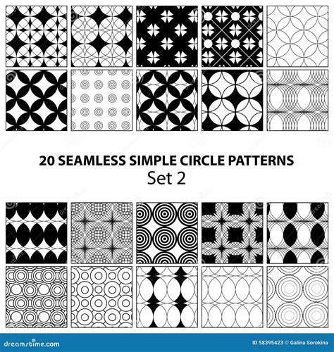 Vector Set Of Seamless Circle Patterns Stock Vector Illustration Of Ornament Monochrome 58395423