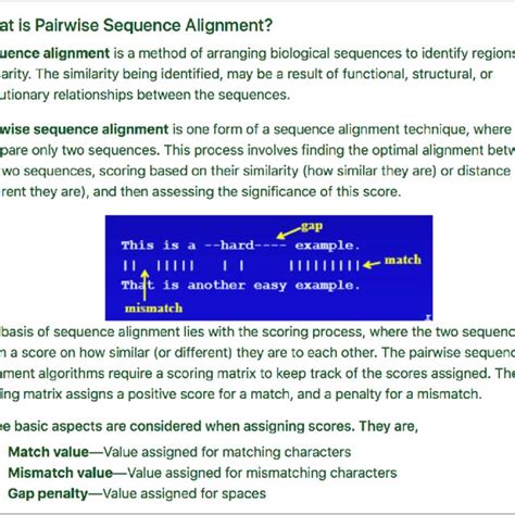 Tutorial Section On Pairwise Sequence Alignment Download Scientific