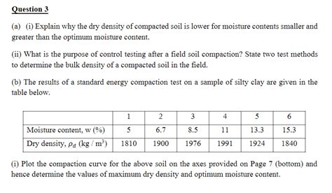 Solved A I Explain Why The Dry Density Of Compacted Soil Chegg Com