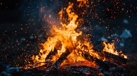 Premium Photo Bonfire In The Forest At Night