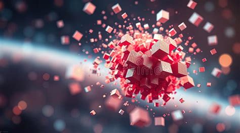 Abstract D Rendering Of Chaotic Particles Flying Cubes In Empty Space Design For Poster