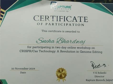 Im Delighted To Share That I Have Completed A 2 Days Online Workshop On Crispr Cas