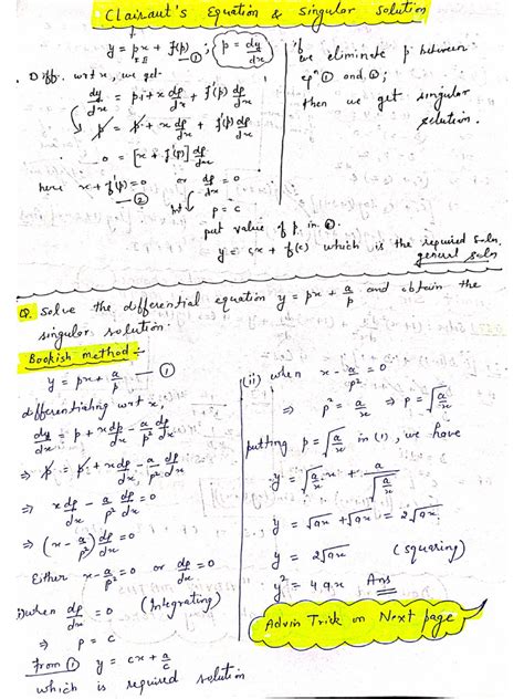 Clairauts Equation And Singular Solution Pdf