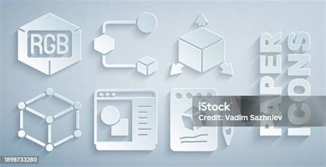 3d 프린터 소프트웨어 아이소메트릭 큐브 종이에 스케치 Rgb 및 Cmyk 색상 혼합 아이콘을 설정합니다 벡터 3차원 형태에 대한 스톡 벡터 아트 및 기타 이미지 Istock