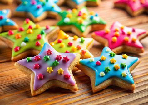 Tiny Starshaped Iced Cookies Sparkle In Miniature Dessert Wonderland