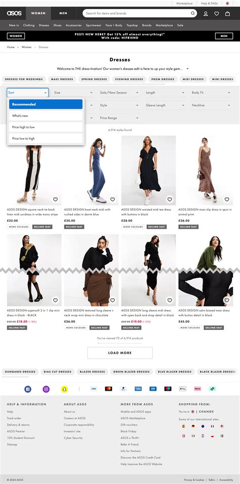 Asos Sorting Tool 3 Of 520 Sorting Tool Examples Baymard Institute