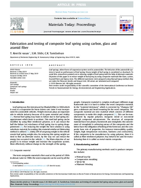 Pdf Fabrication And Testing Of Composite Leaf Spring Using Carbon Glass And Aramid Fiber