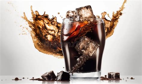 A Glass Of Soda With Ice Cubes On A Table Stock Illustration
