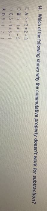Solved 14 Which Of The Following Shows Why The Commutative