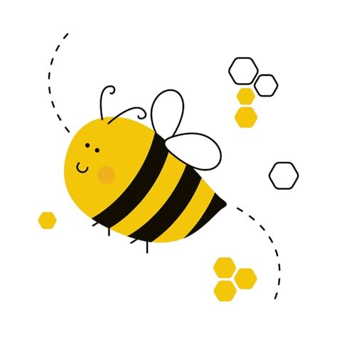 재미 있는 꿀벌 만화 캐릭터 흰색 배경에 고립 벡터 일러스트 레이 션 프리미엄 벡터