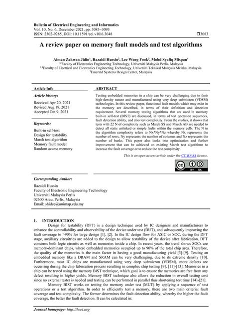 A Review Paper On Memory Fault Models And Test Algorithms Pdf